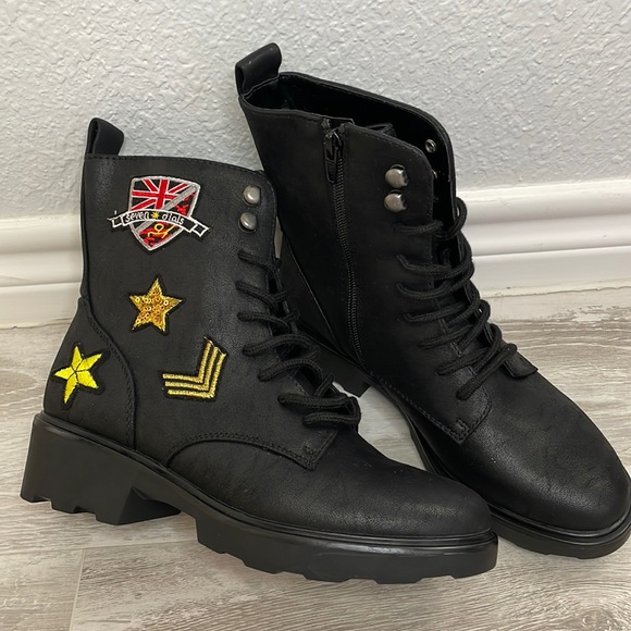 Seven Dials | Shoes | Nib Seven Dials Kris Black Faux Leather Military ...